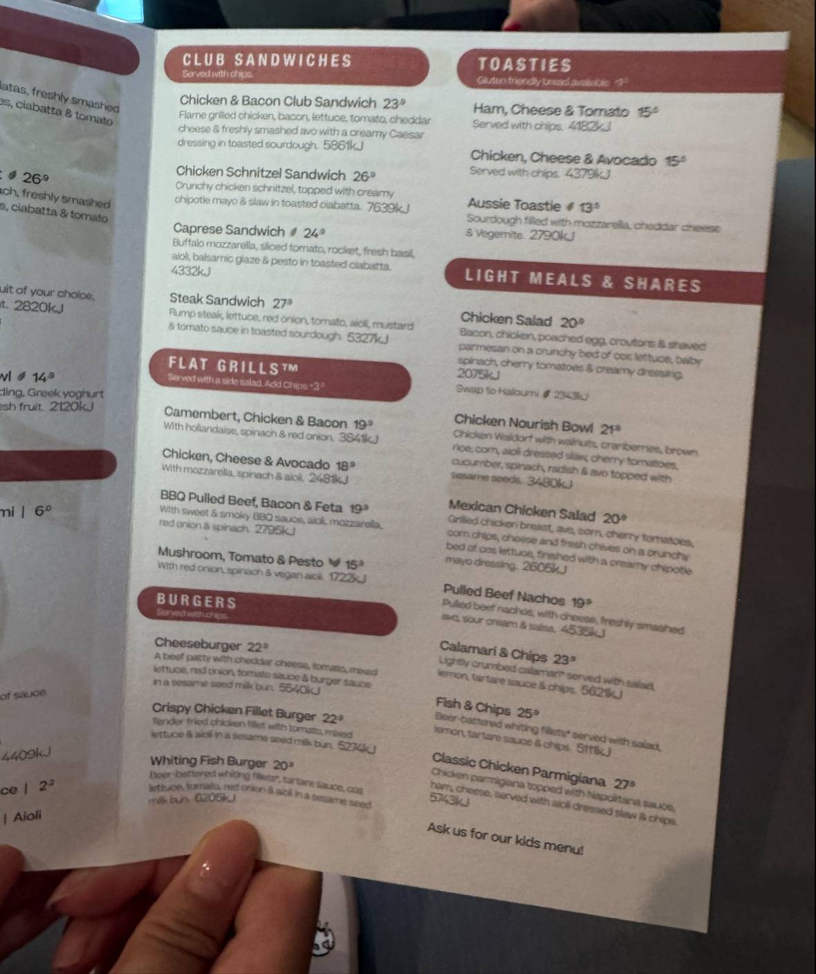 Menu at The Coffee Club Essendon DFO, Essendon Fields