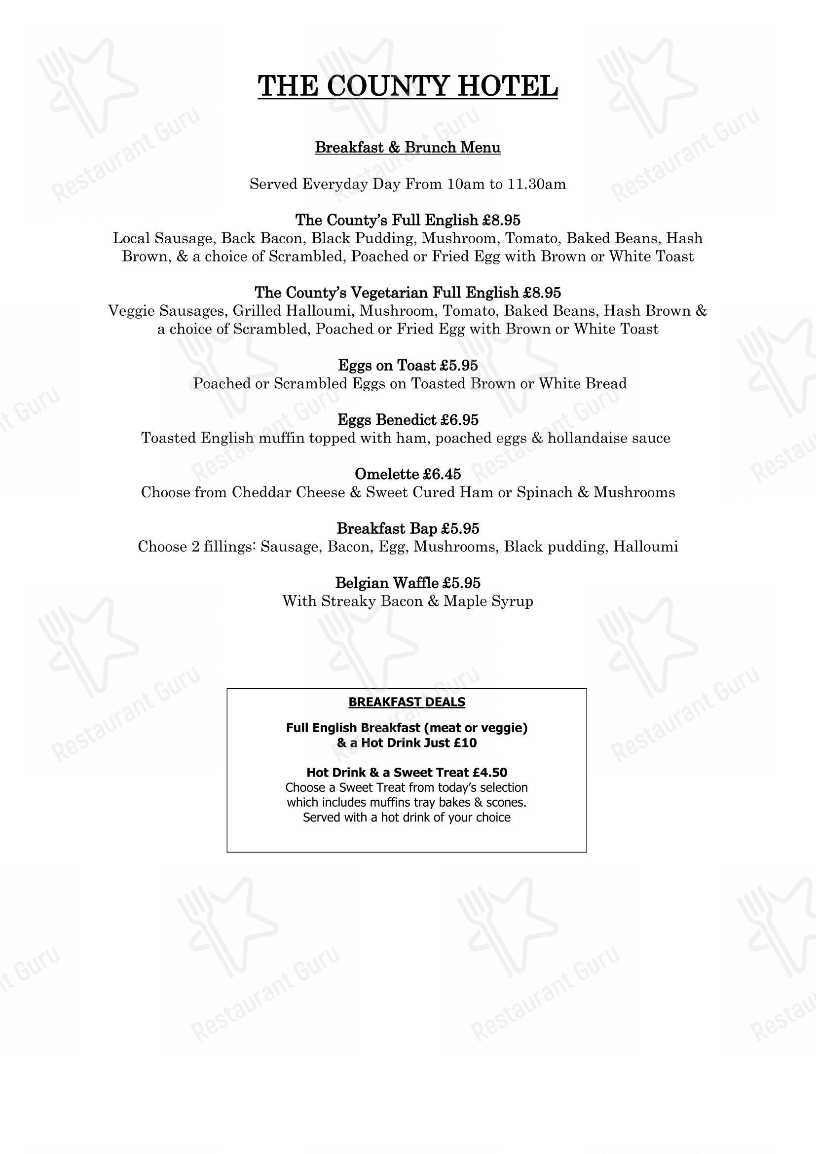 Menu at The County Hotel pub & bar, Hexham