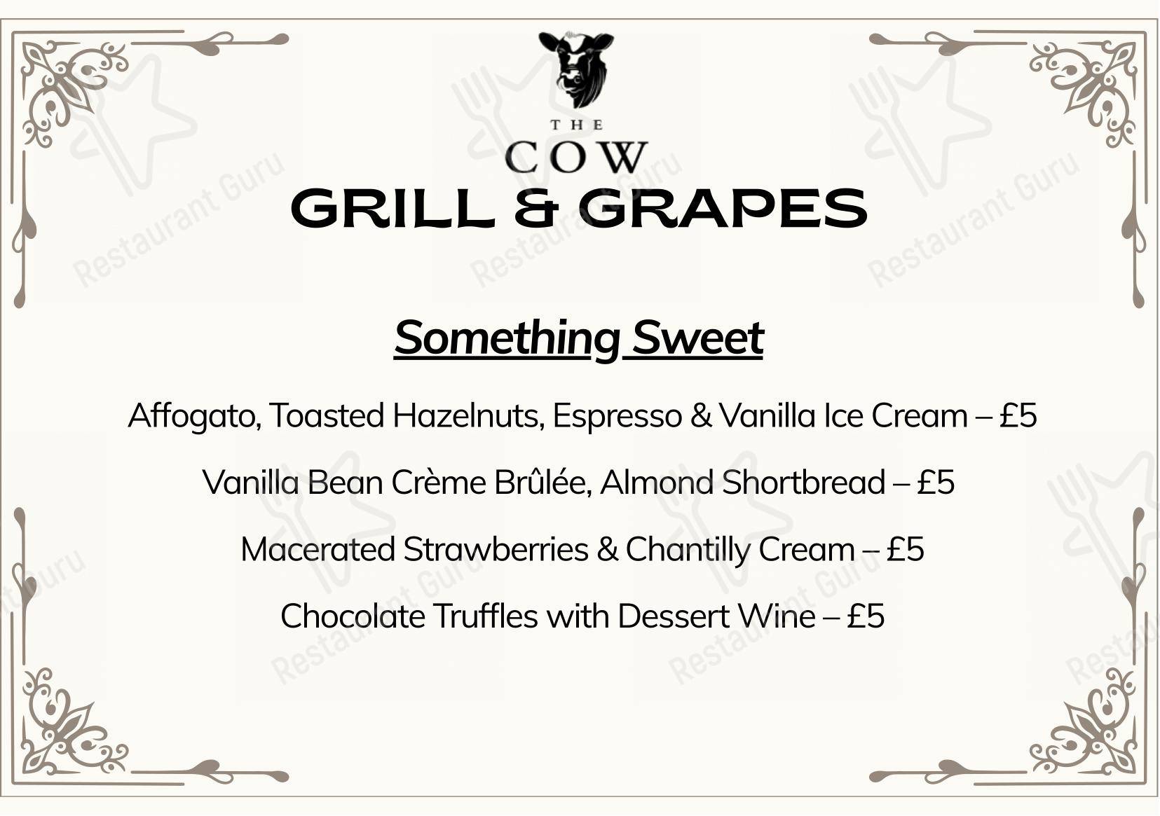 Menu at The Cow pub & bar, London, 4 Chesnut Rd