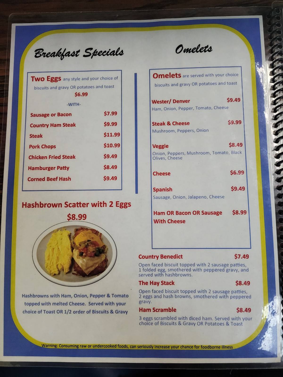 Menu at The Cozy Kitchen restaurant, Mountain Home
