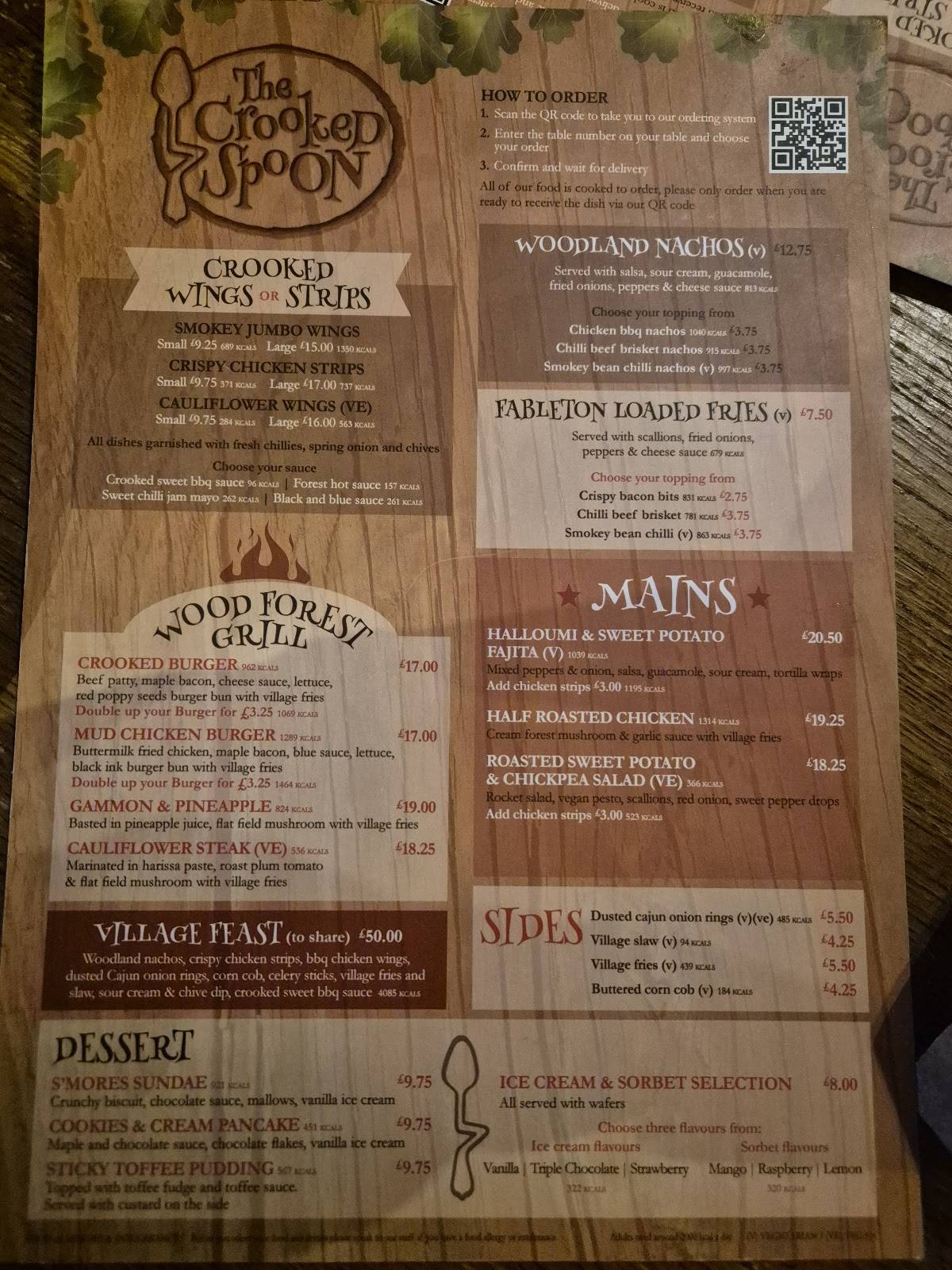 Menu at The Crooked Spoon restaurant, Alton