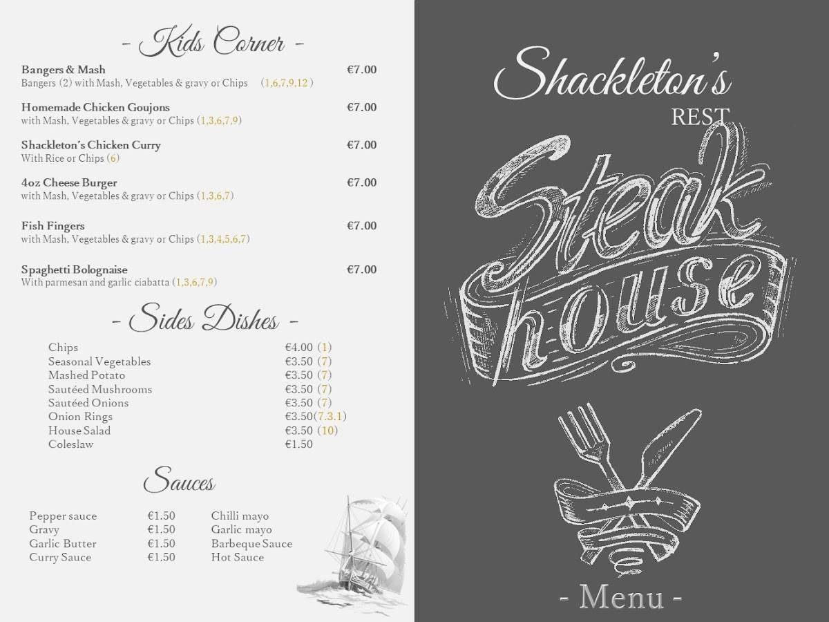 Menu at The Crookstown Inn cafe, Ballitore, Crookstown House