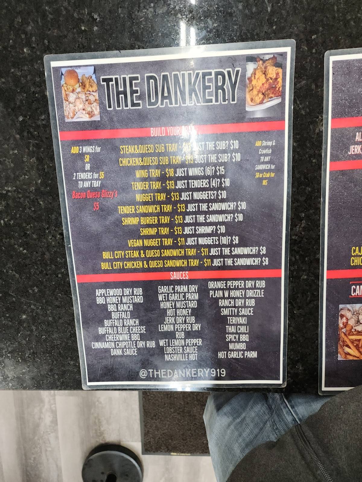 Menu at The Dankery fast food, Raleigh, Hillsborough St