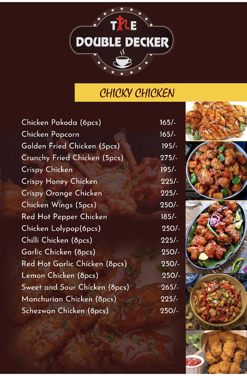 Menu at The Double Decker, Kolkata
