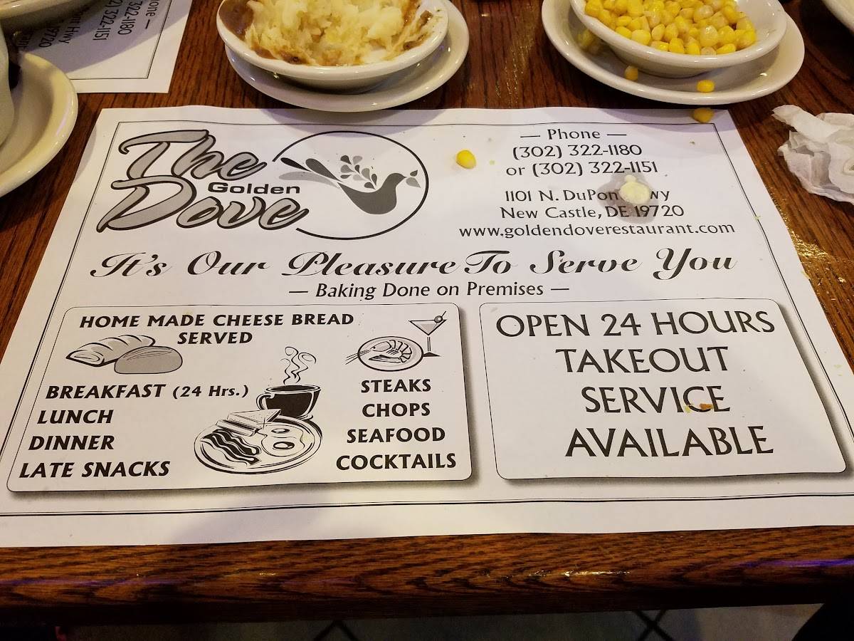 Menu at The Dove Diner Restaurant, New Castle