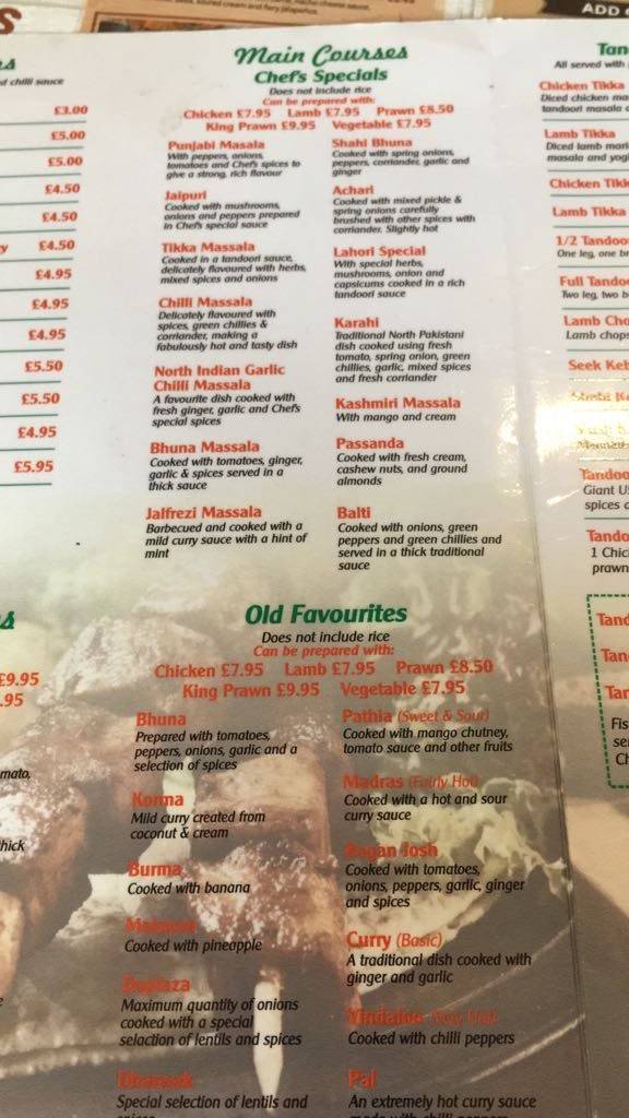 Menu at The Downfield (Doc Stewart's) restaurant, Dundee