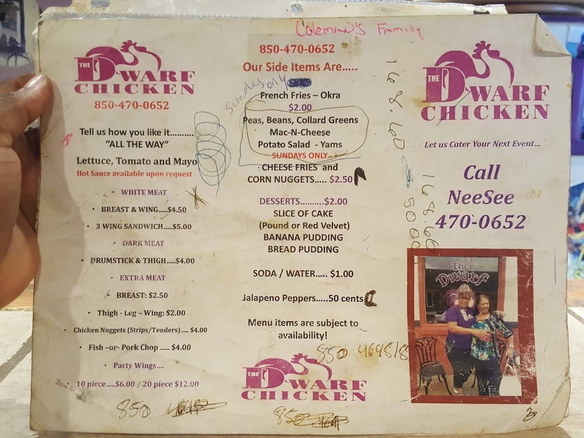 Menu at The Dwarf Chicken Stand fast food, Pensacola