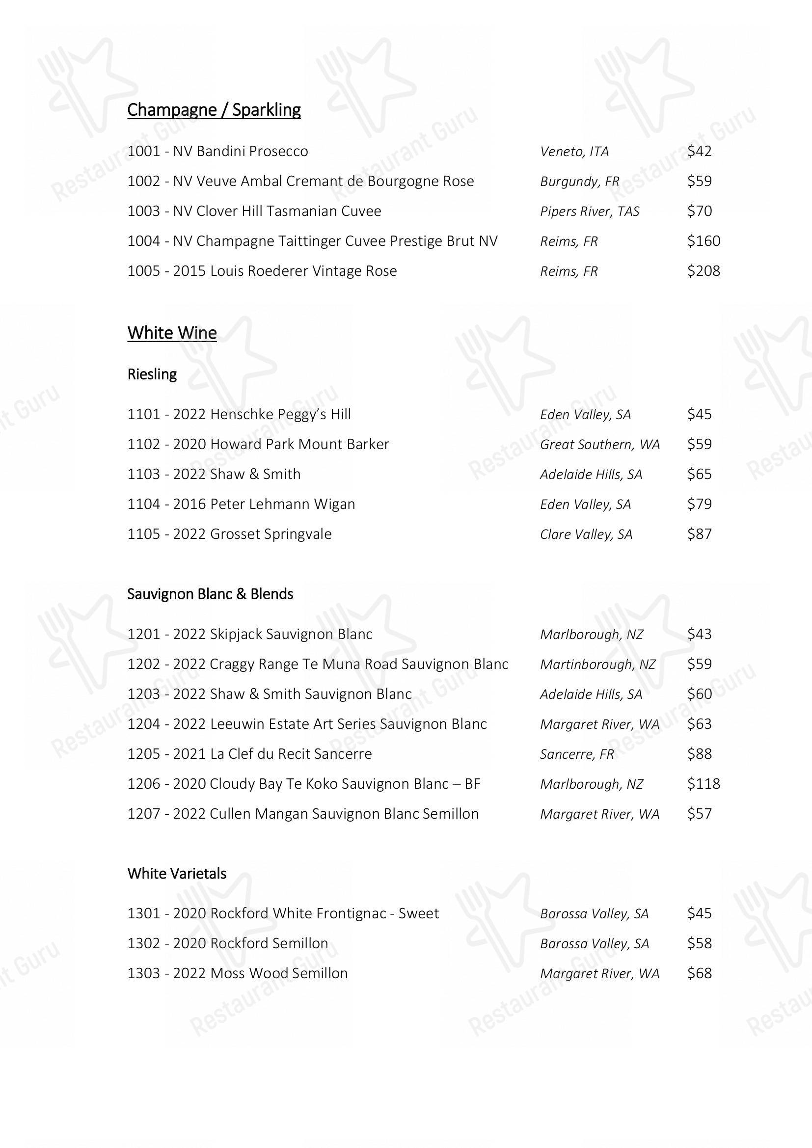 Menu at The Eight restaurant, Haymarket, Market City Shopping Centre