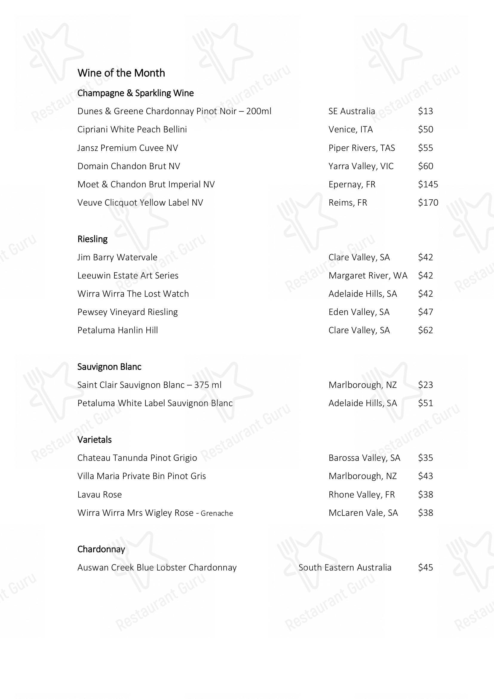 Menu at The Eight restaurant, Haymarket, Market City Shopping Centre
