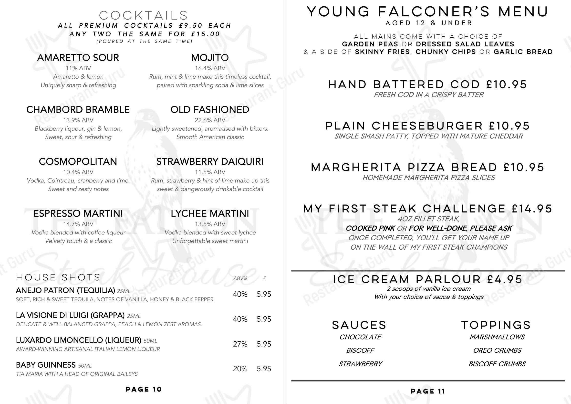 Menu at The Falcon Steakhouse, Wotton-under-Edge