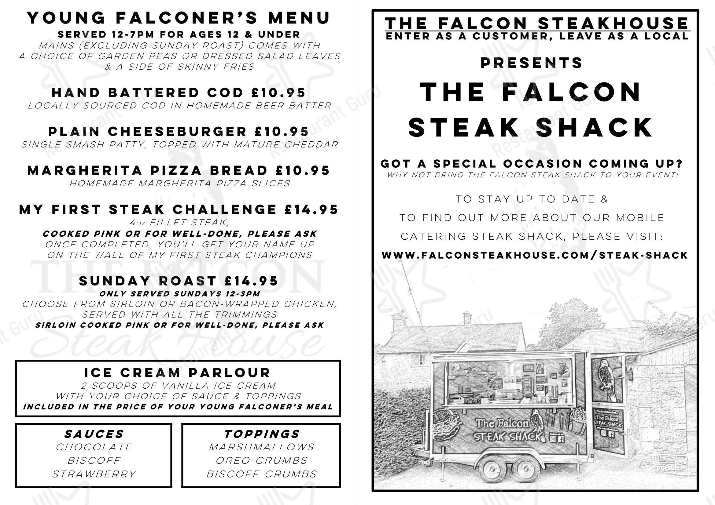 Menu at The Falcon Steakhouse, Wotton-under-Edge