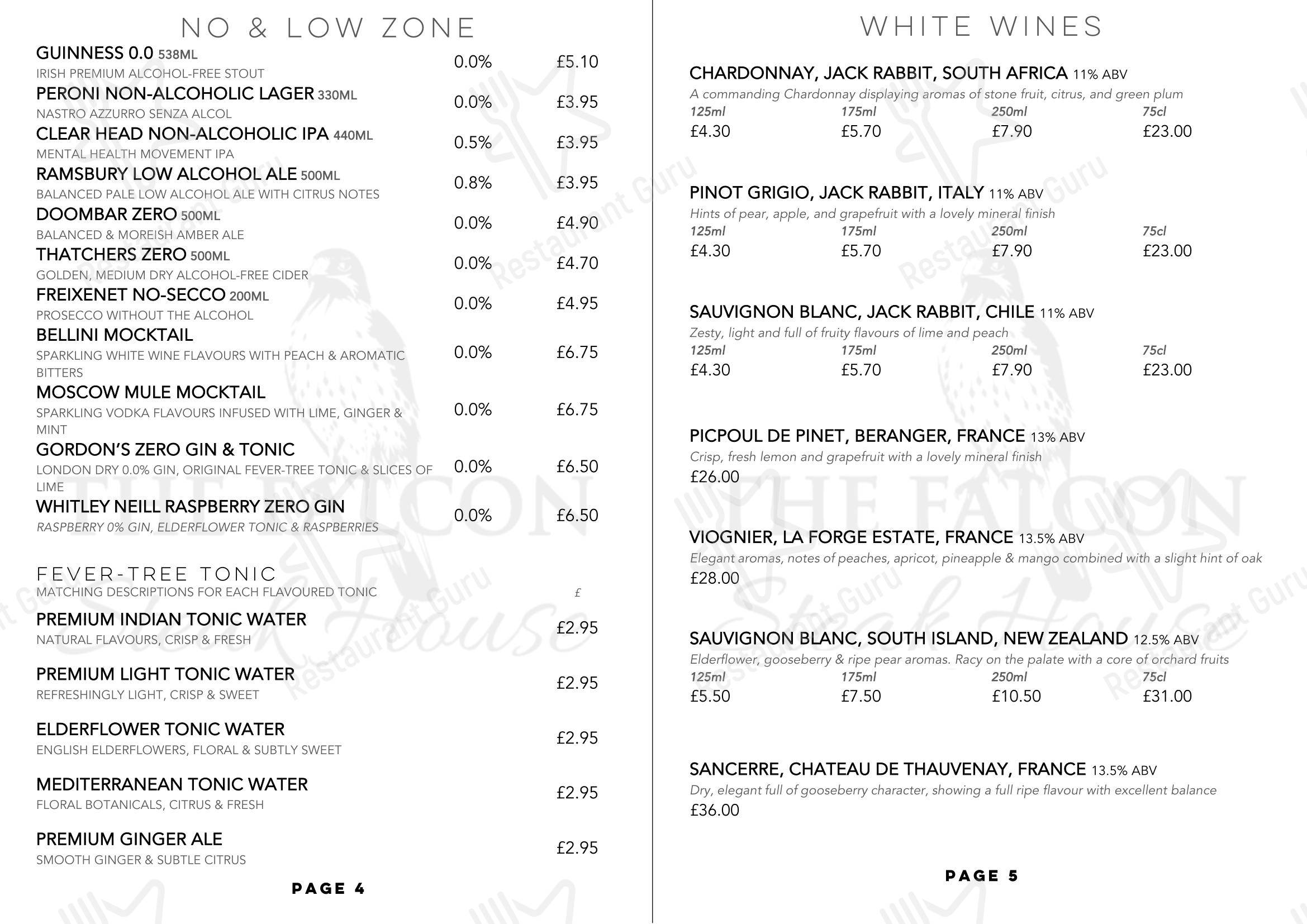 Menu at The Falcon Steakhouse, Wotton-under-Edge