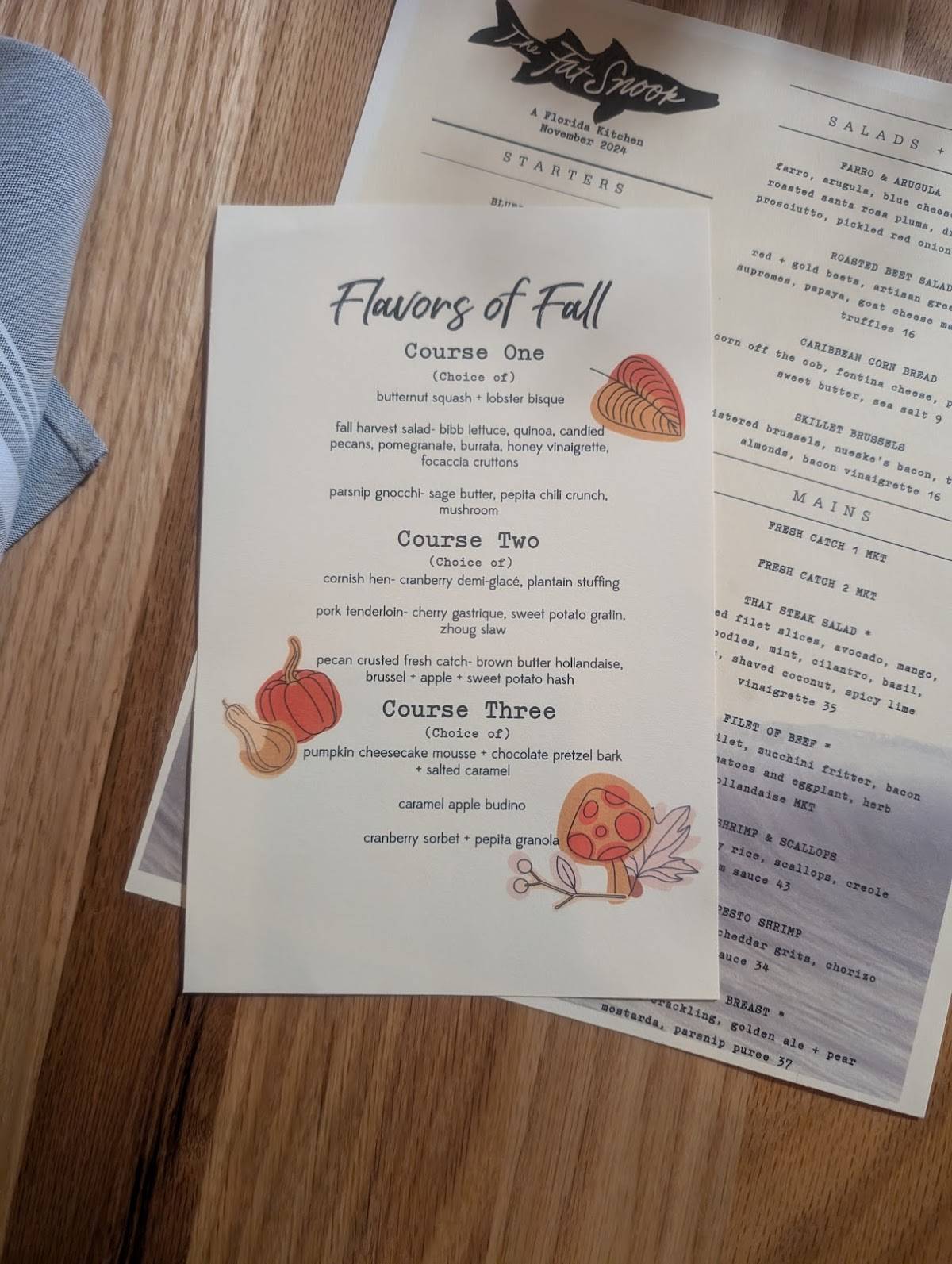 Menu at The Fat Snook restaurant, Cocoa Beach