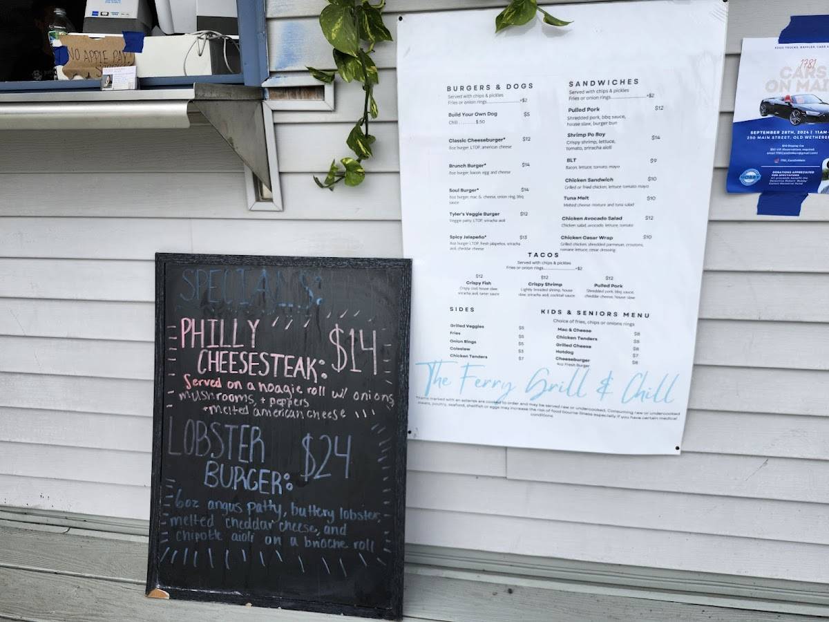 Menu at The Ferry Grill restaurant, Rocky Hill