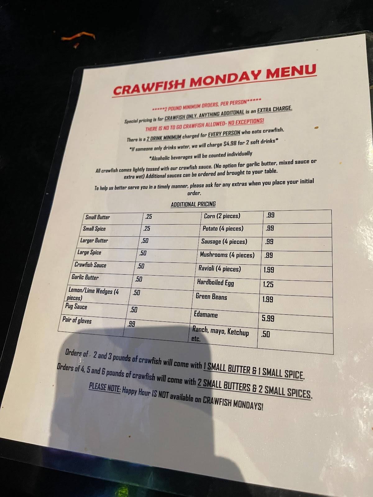 Menu at Flying Pug Sports Bar, Spring