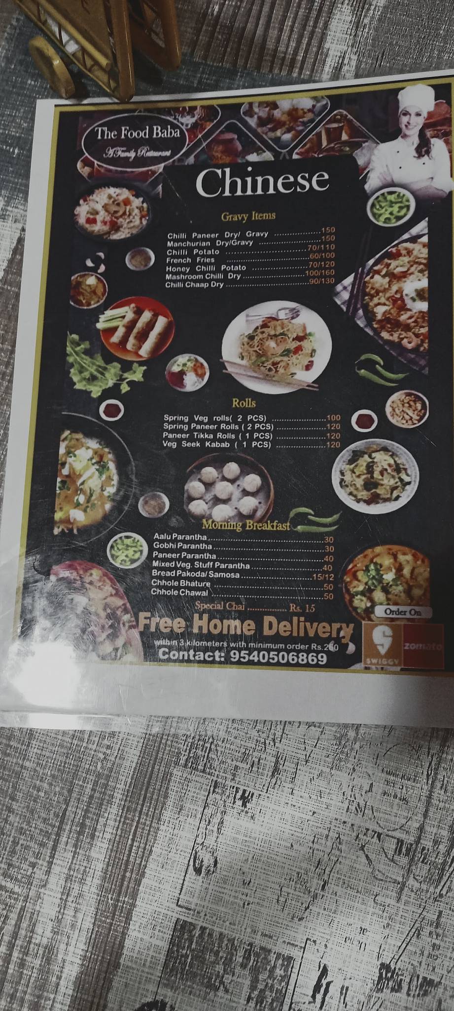 Menu at The Food Baba, Delhi