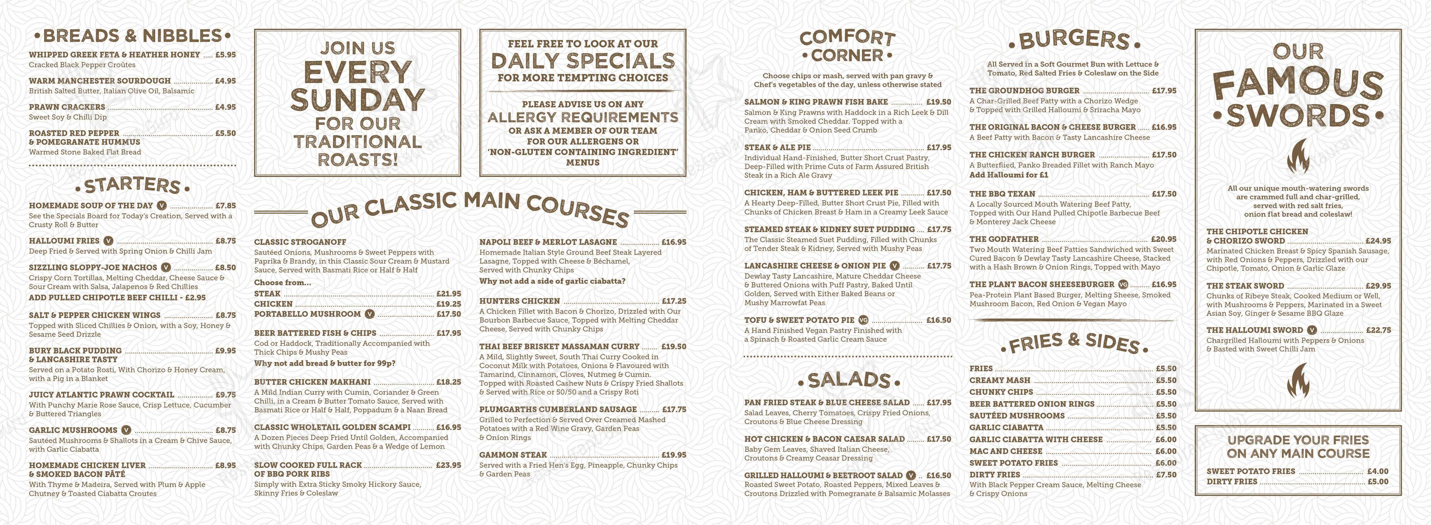 Menu at The Foundry Tap & Kitchen pub & bar, Blackburn