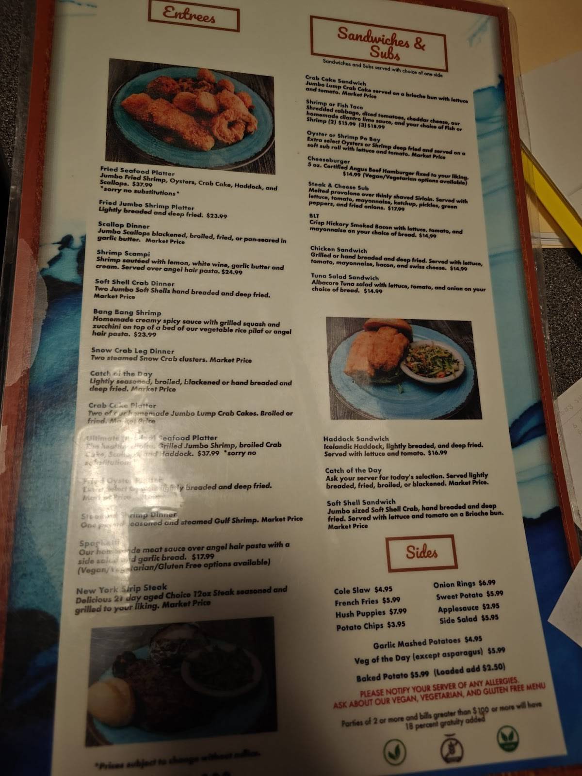 Menu at The Foxy Fish restaurant, Mechanicsville
