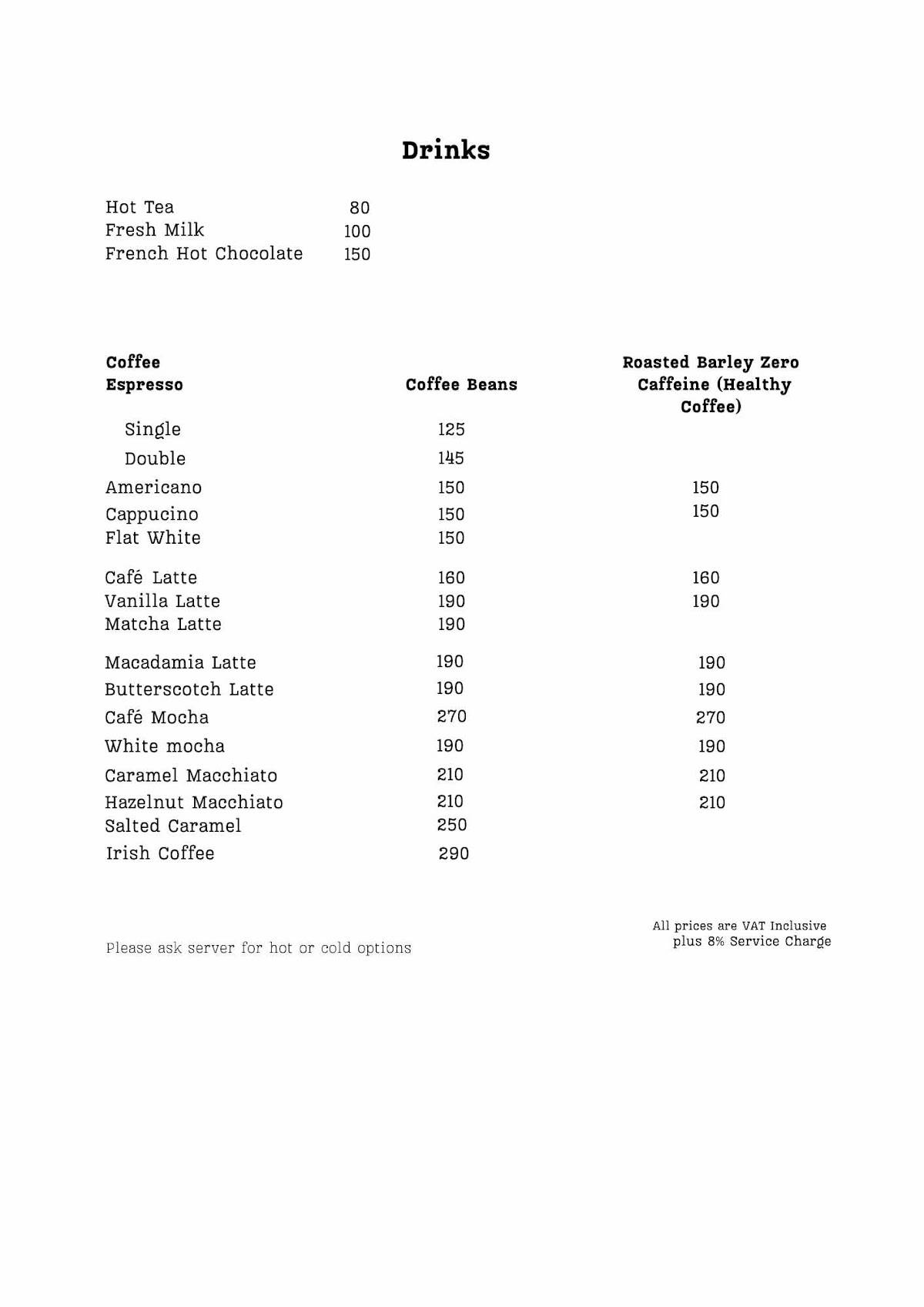 Menu at The Gallery by Witchcraft restaurant, Baguio