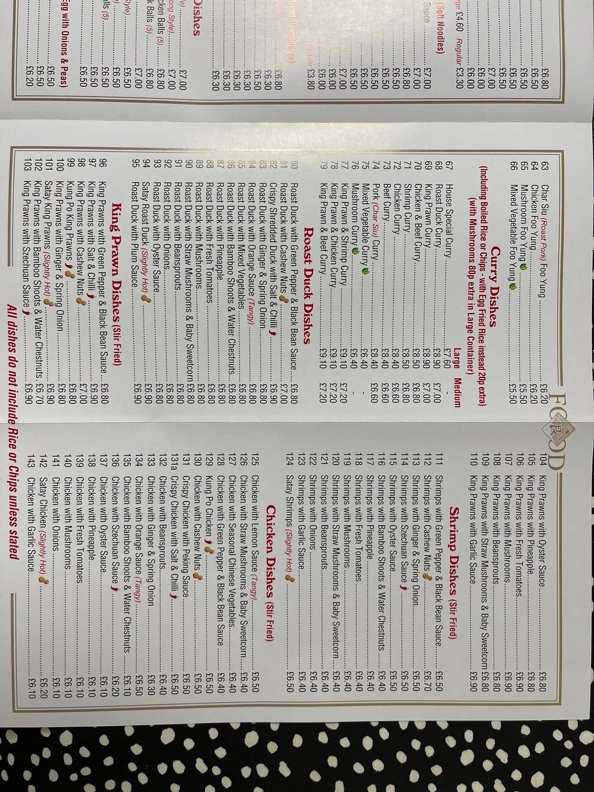 Menu at The Golden Gate fast food, Telford