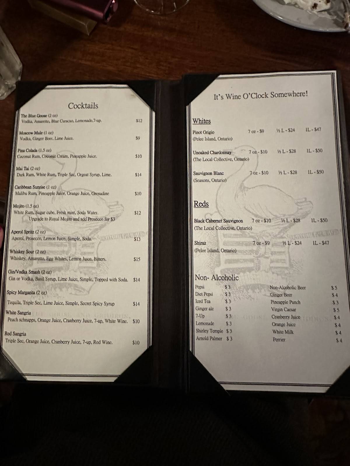 Menu at The Goose & Gridiron pub & bar, Merrickville