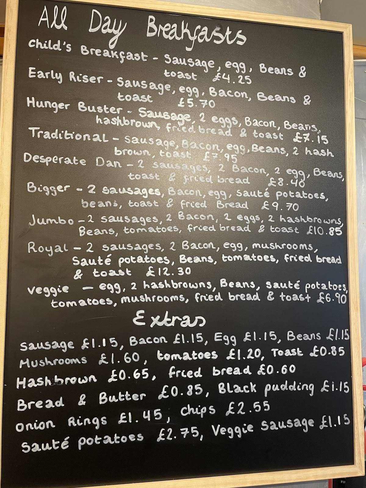 Menu at The Gorge Cafe, Blandford Forum