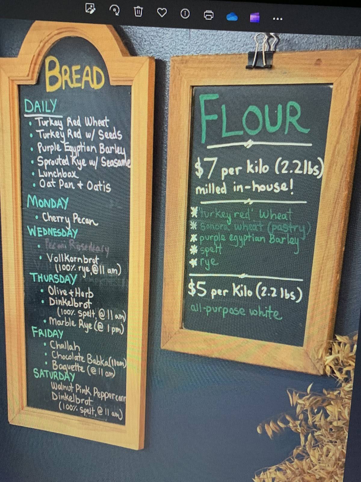 Menu at The Grain Shed restaurant, Spokane