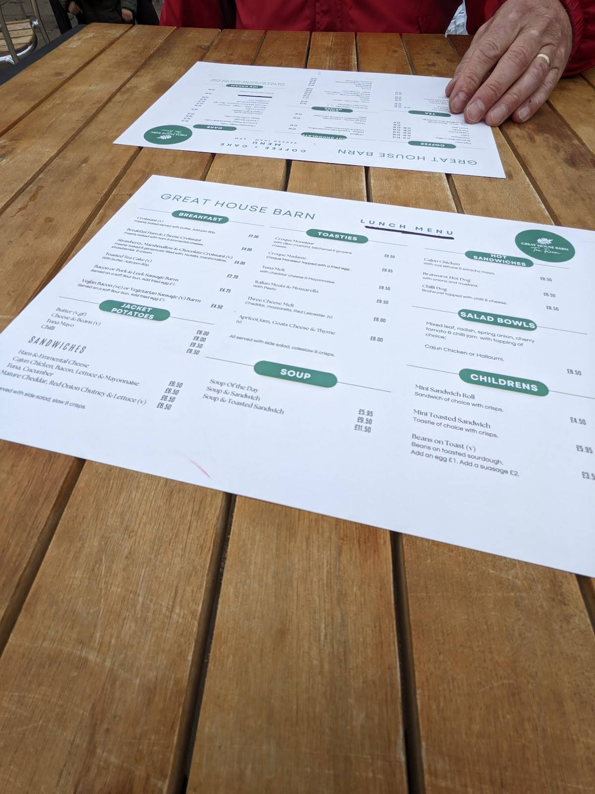 Menu at The Great House Barn, Bolton