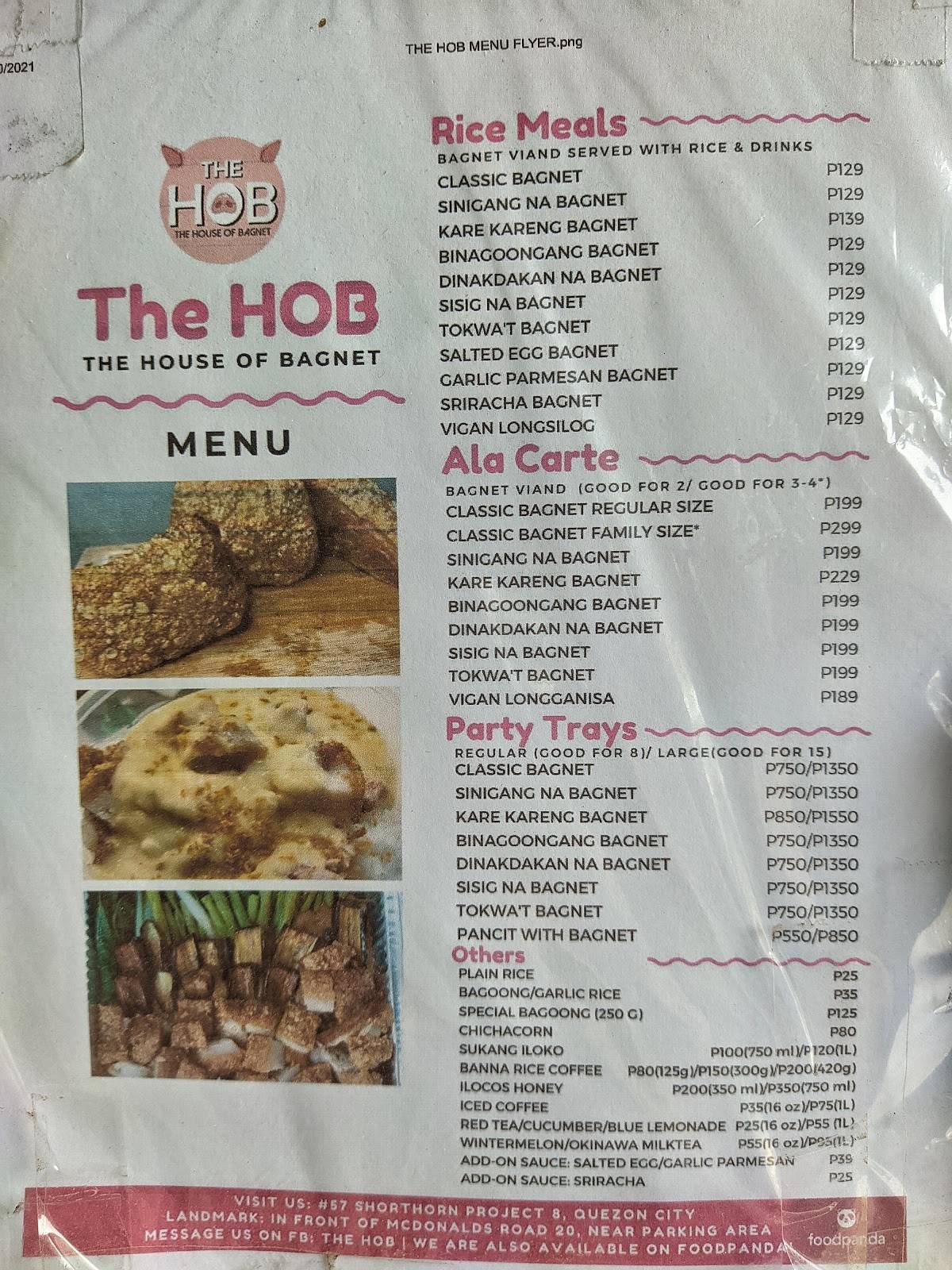 Carta del restaurante The HOB - The House of Bagnet Project 8, Ciudad ...