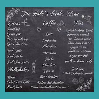 Menu at The Halt coffee shop whitstable cafe, Whitstable