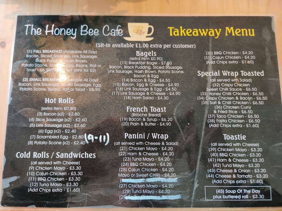 Menu at The Honey Bee Cafe, Catrine