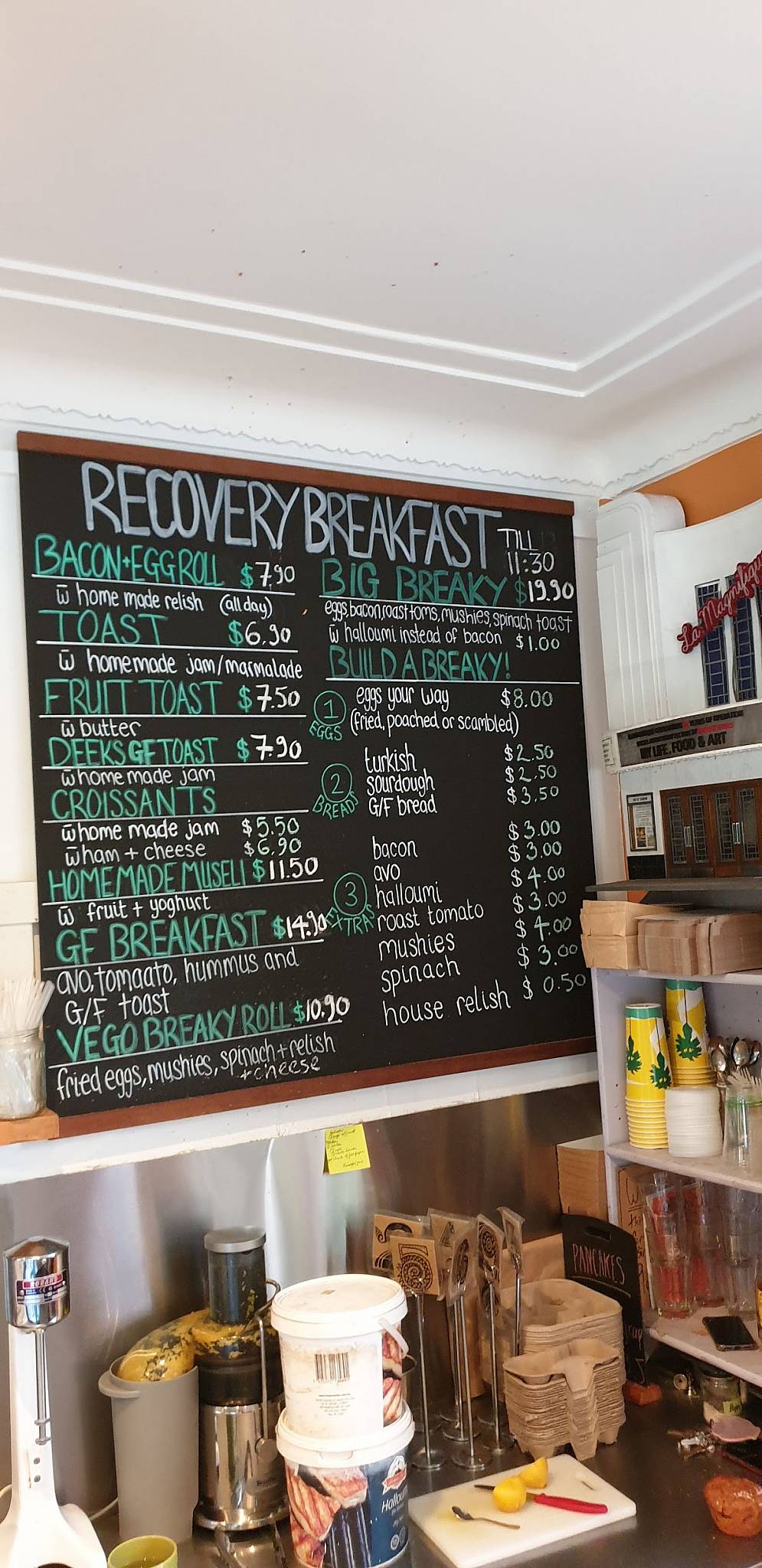 Menu at The Hospital Shop cafe, Bowral