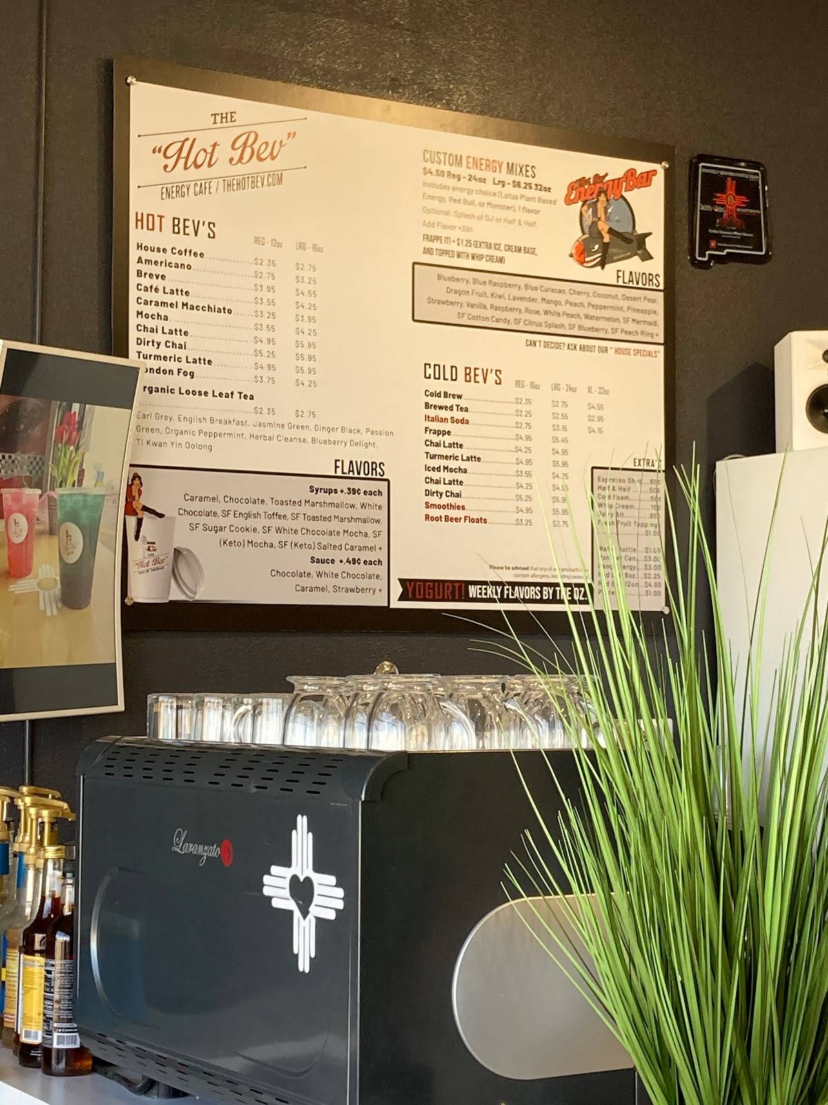 Menu at The Hot Bev Energy Cafe, Roswell