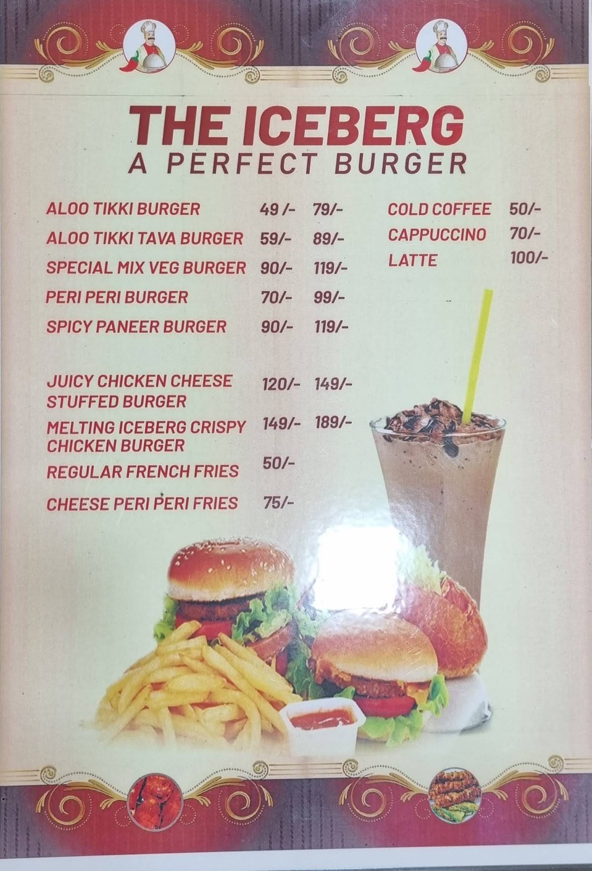 Menu at The Iceberg a Perfect Burger, Pune