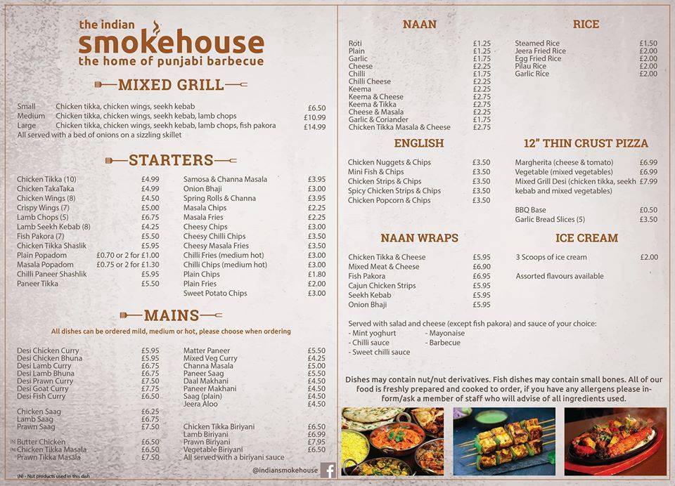 Menu at The Indian Smokehouse pub & bar, Cannock