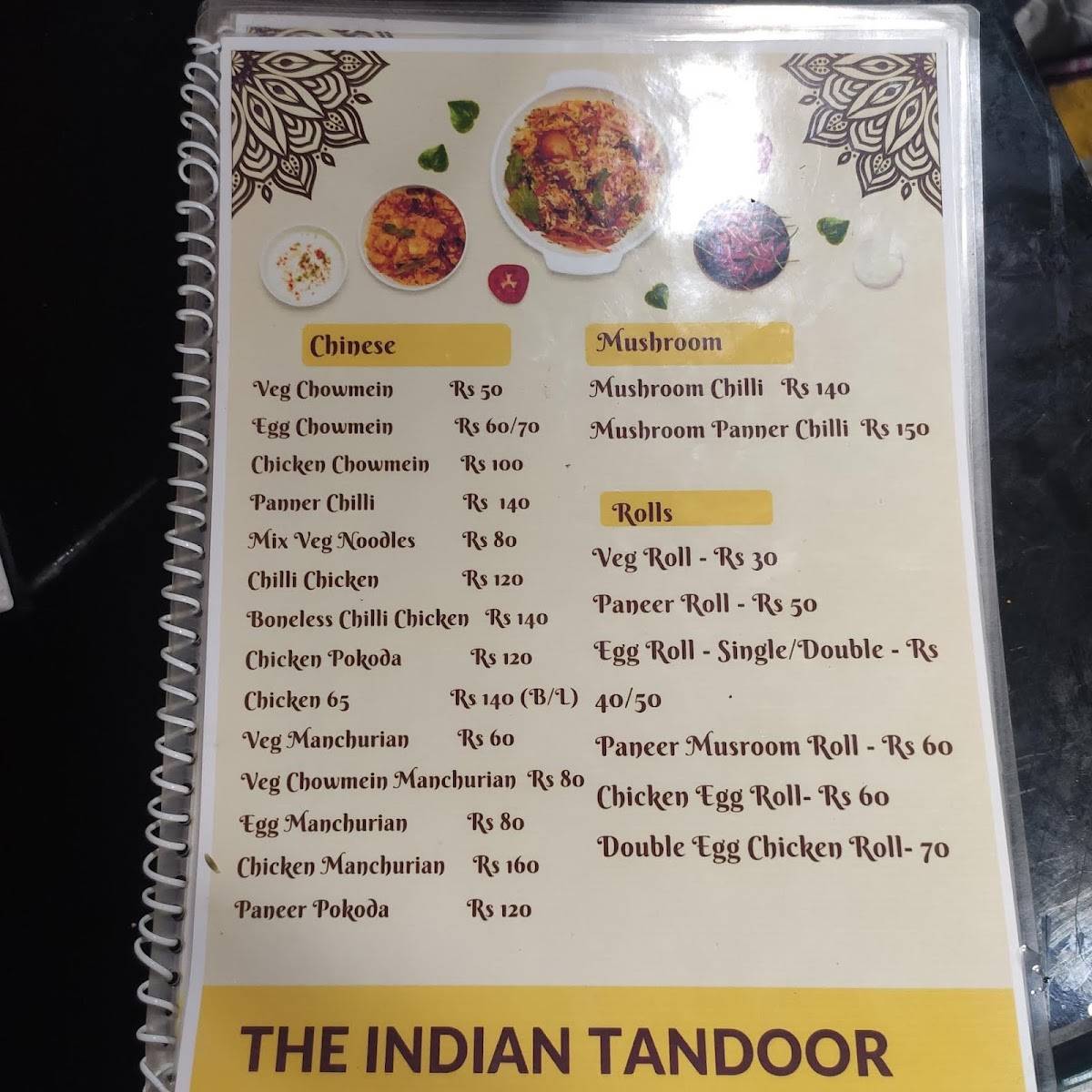 Menu at The Indian Tandoor, Rourkela