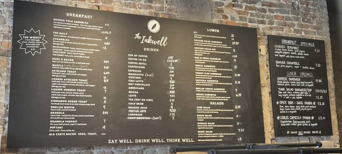 Menu at The Inkwell Bakery & Cafe, Bloomington, 105 N College Ave