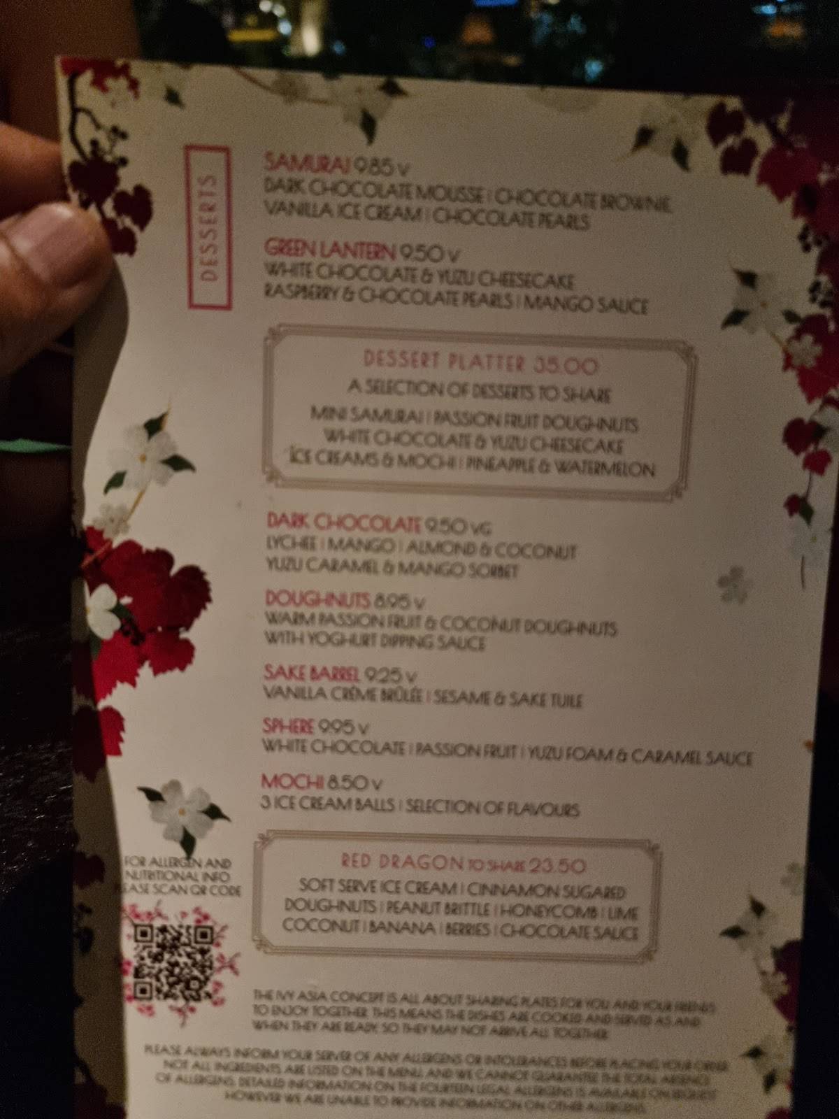 Menu at The Ivy Asia St Paul's restaurant, London