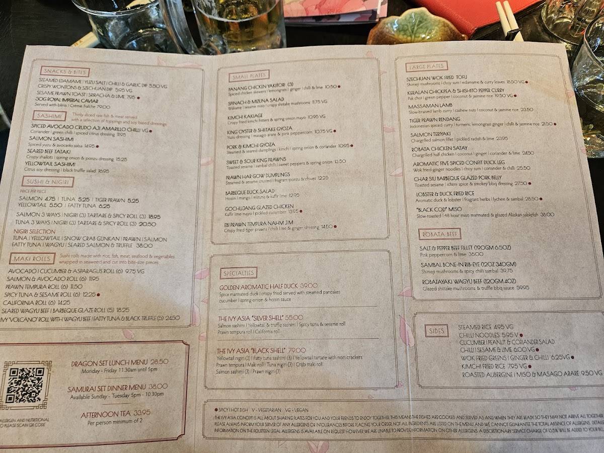 Menu at The Ivy Asia St Paul's restaurant, London