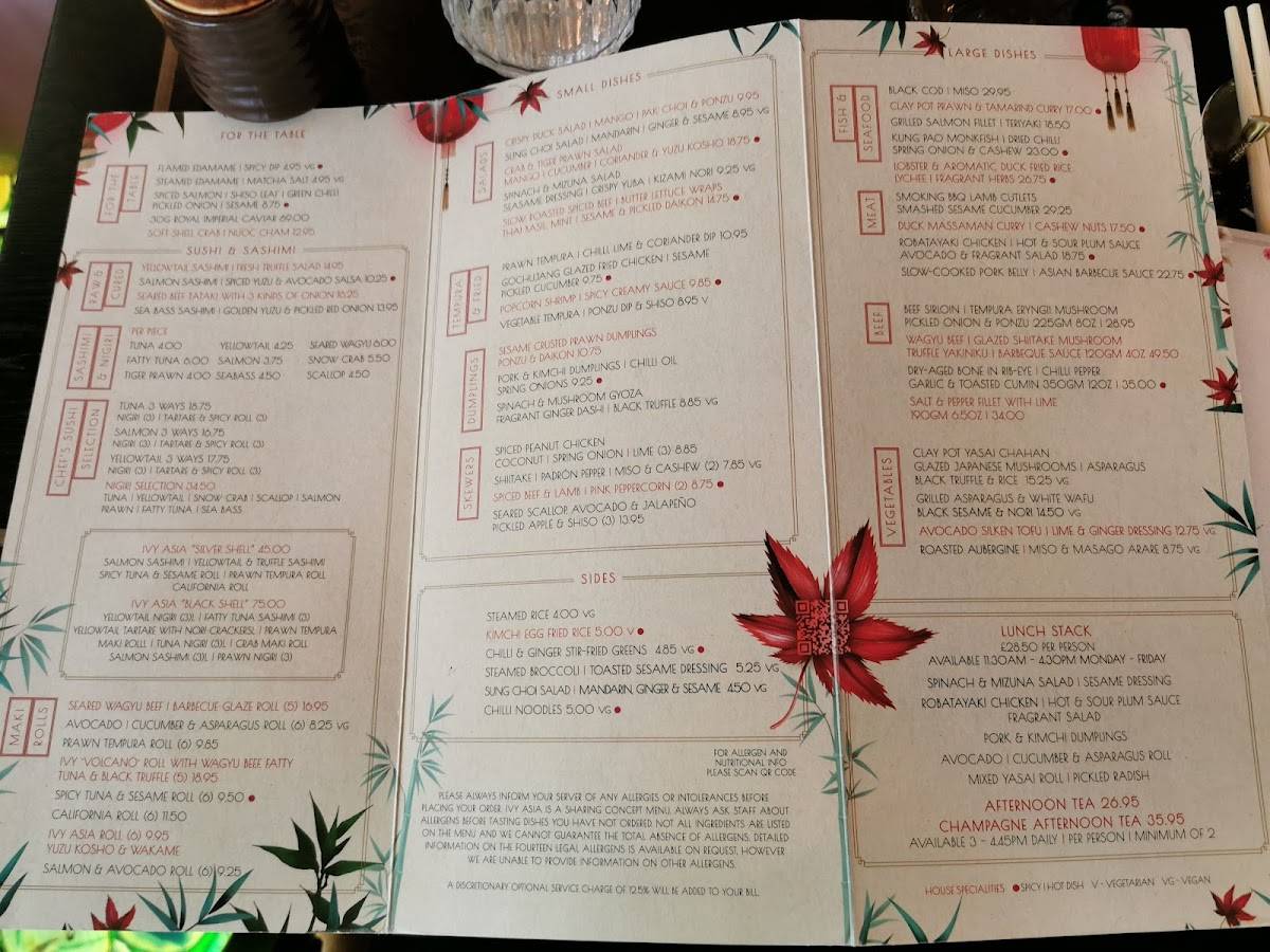 Menu at The Ivy Asia St Paul's restaurant, London