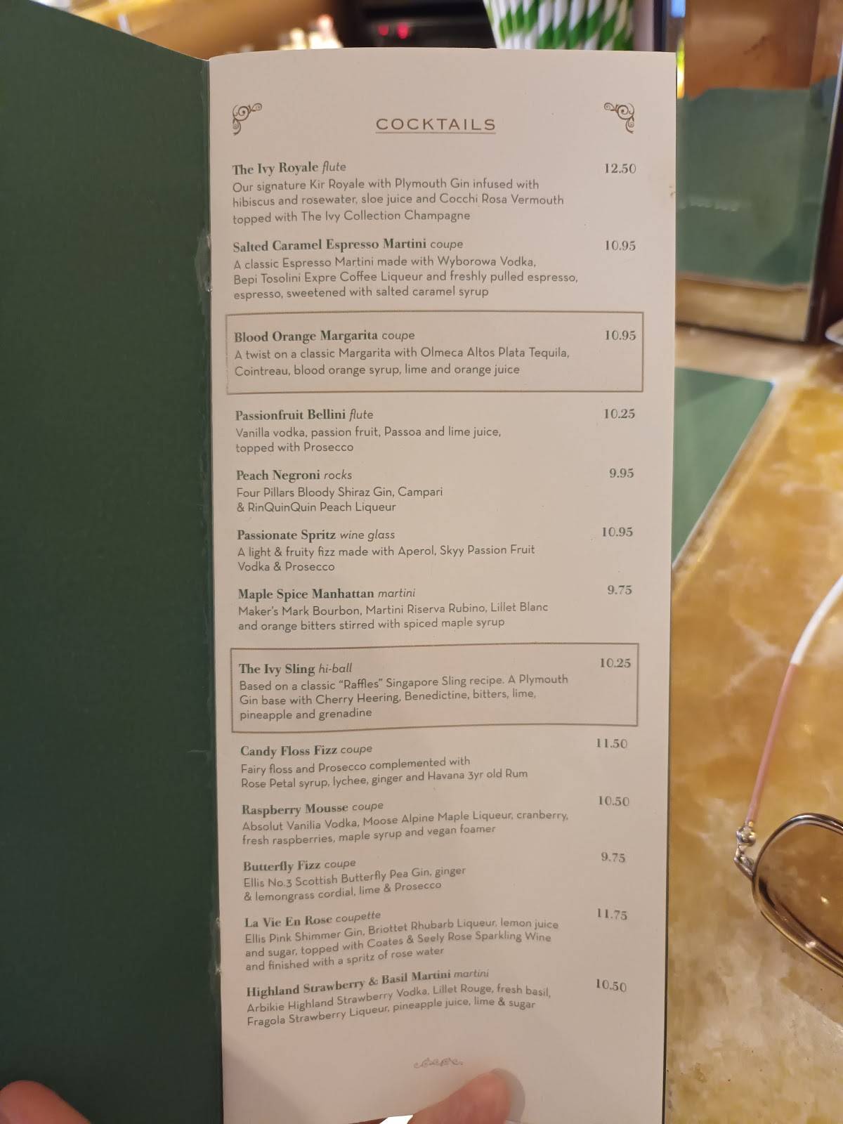 Menu at The Ivy Buchanan Street, Glasgow restaurant, Glasgow, 106 ...