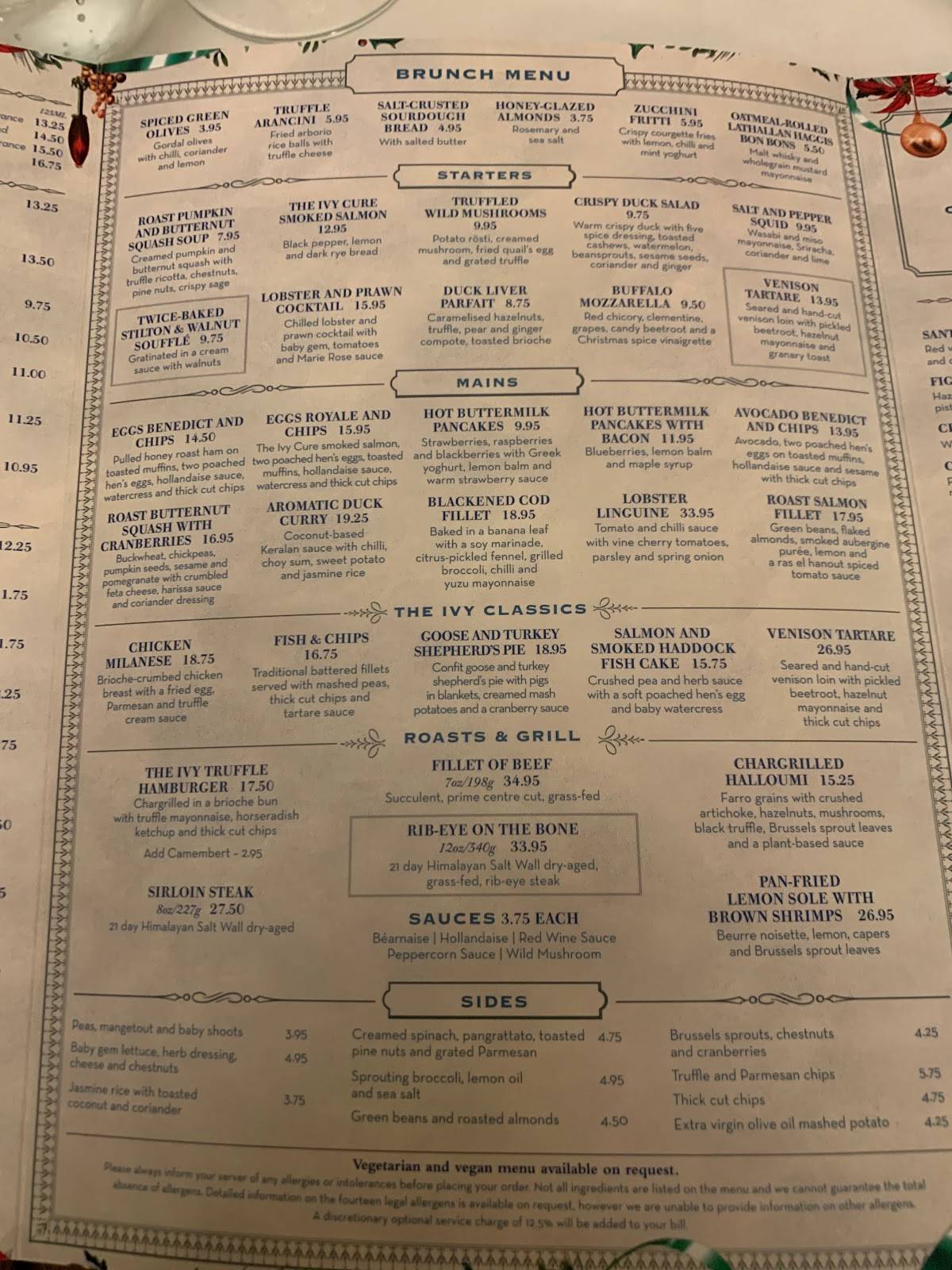 Menu at The Ivy Buchanan Street, Glasgow restaurant, Glasgow, 106 ...
