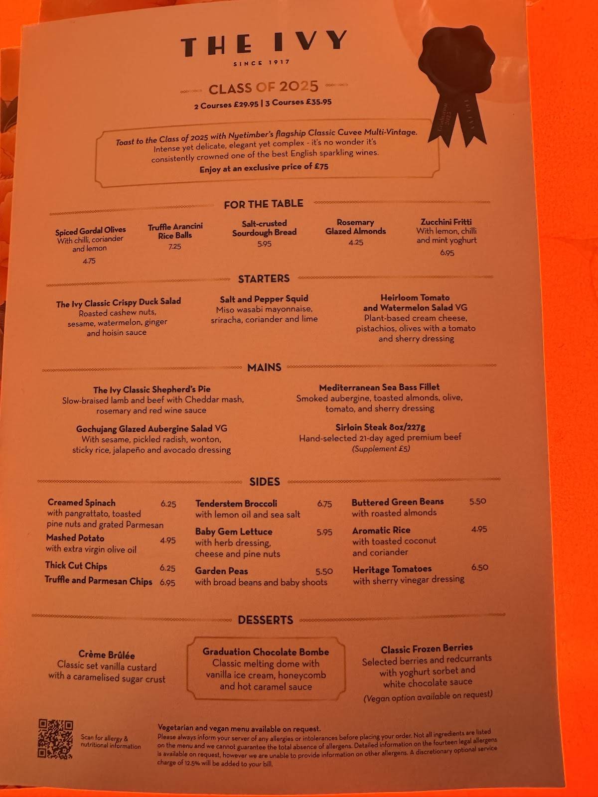 Menu at The Ivy Buchanan Street, Glasgow restaurant, Glasgow, 106 ...