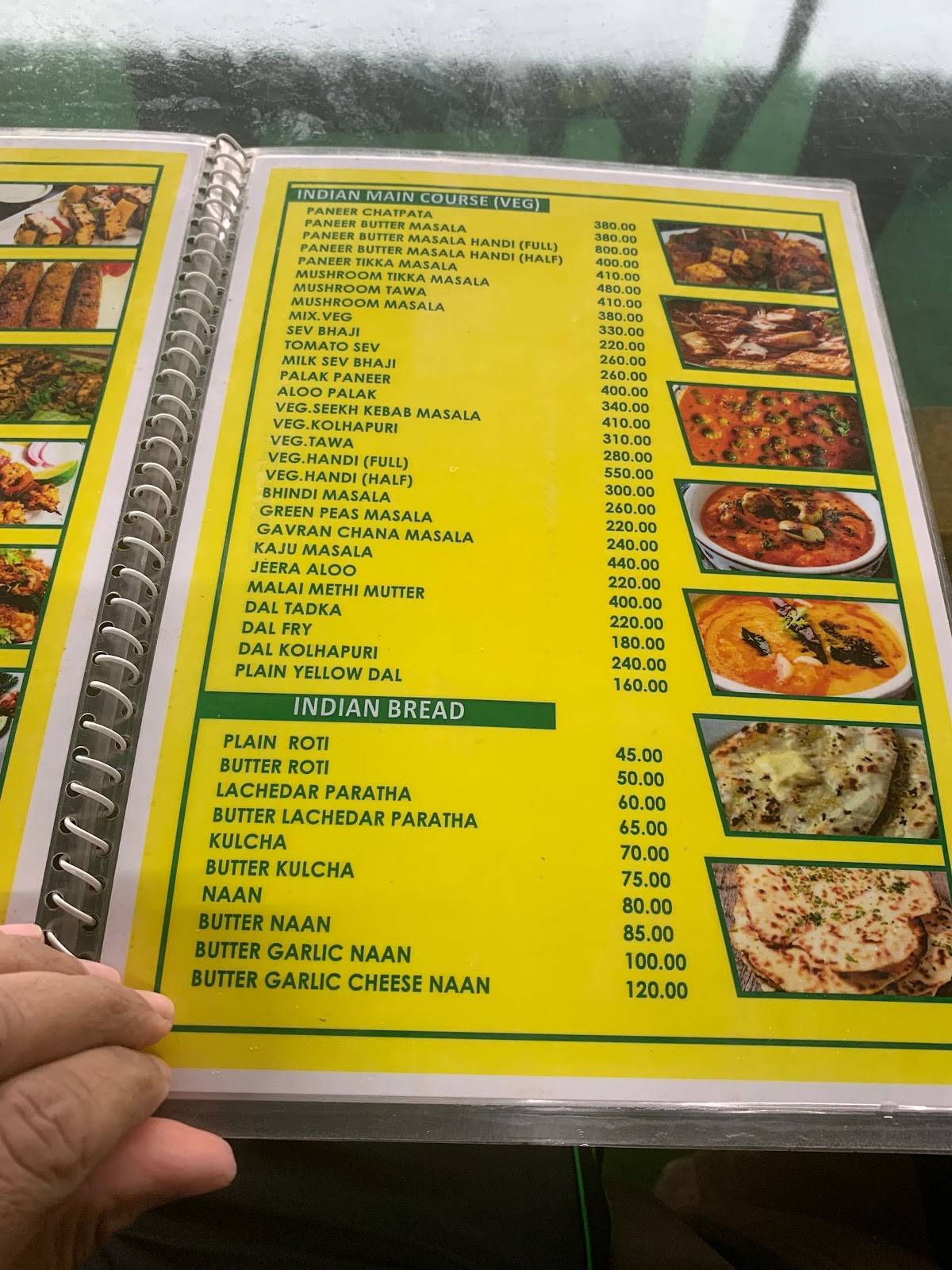 Menu at The Jungle Dhaba, India, Lonavala