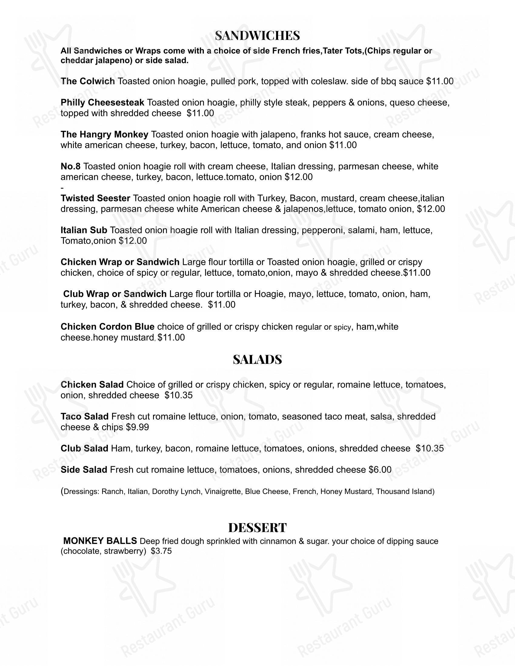 Menu at The Keg Sportsbar And Grill, Colwich