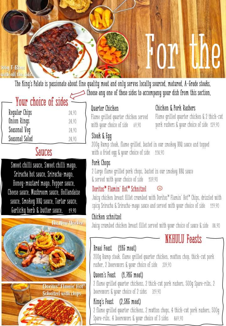 Menu at The King Club, King William's Town