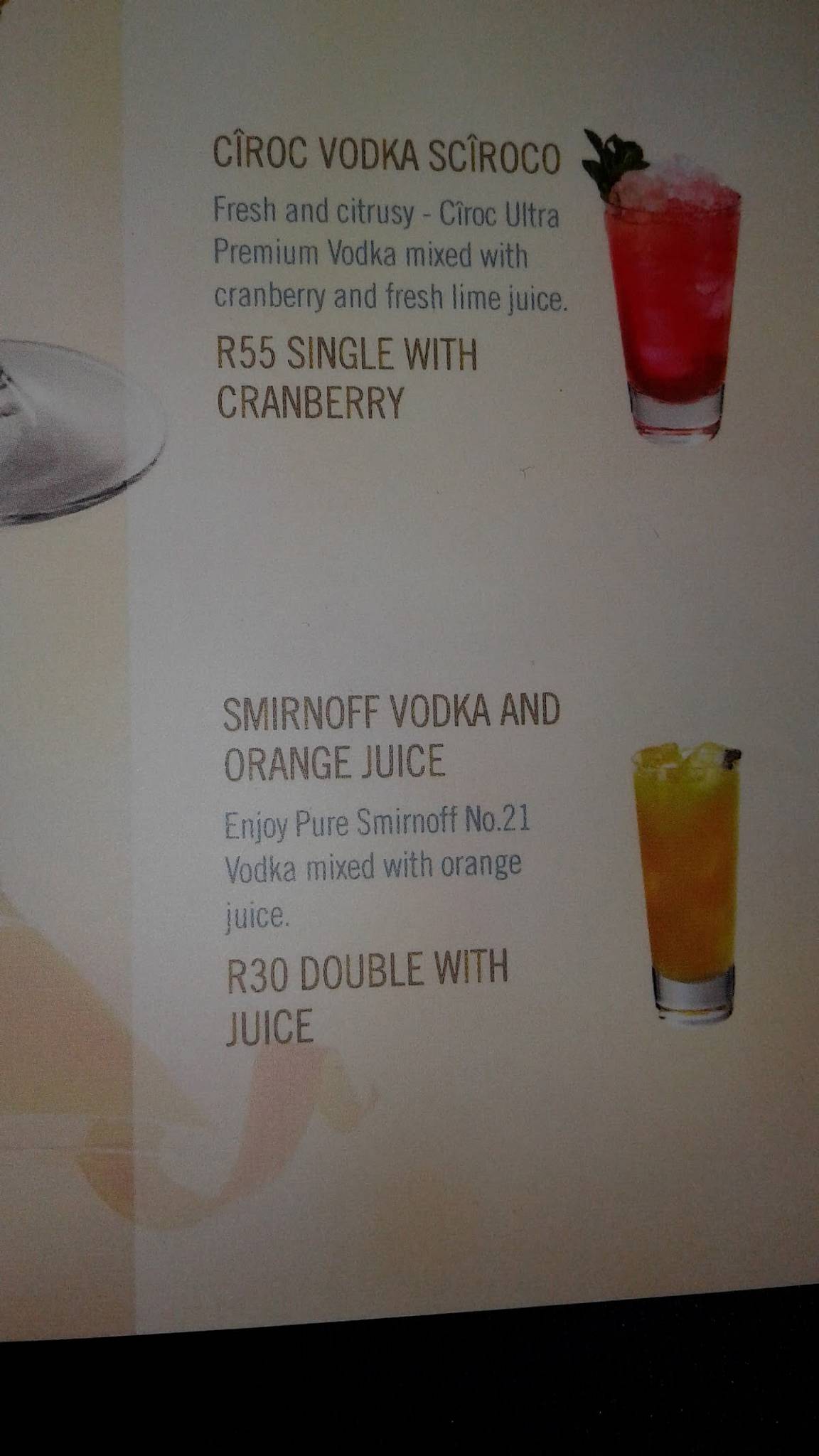 Menu at The King Club, King William's Town