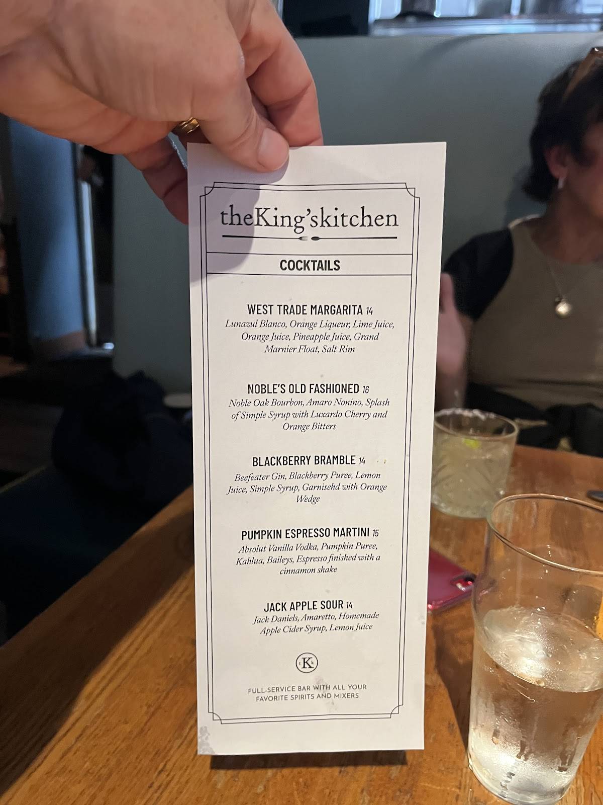 Menu at The King's Kitchen restaurant, Charlotte