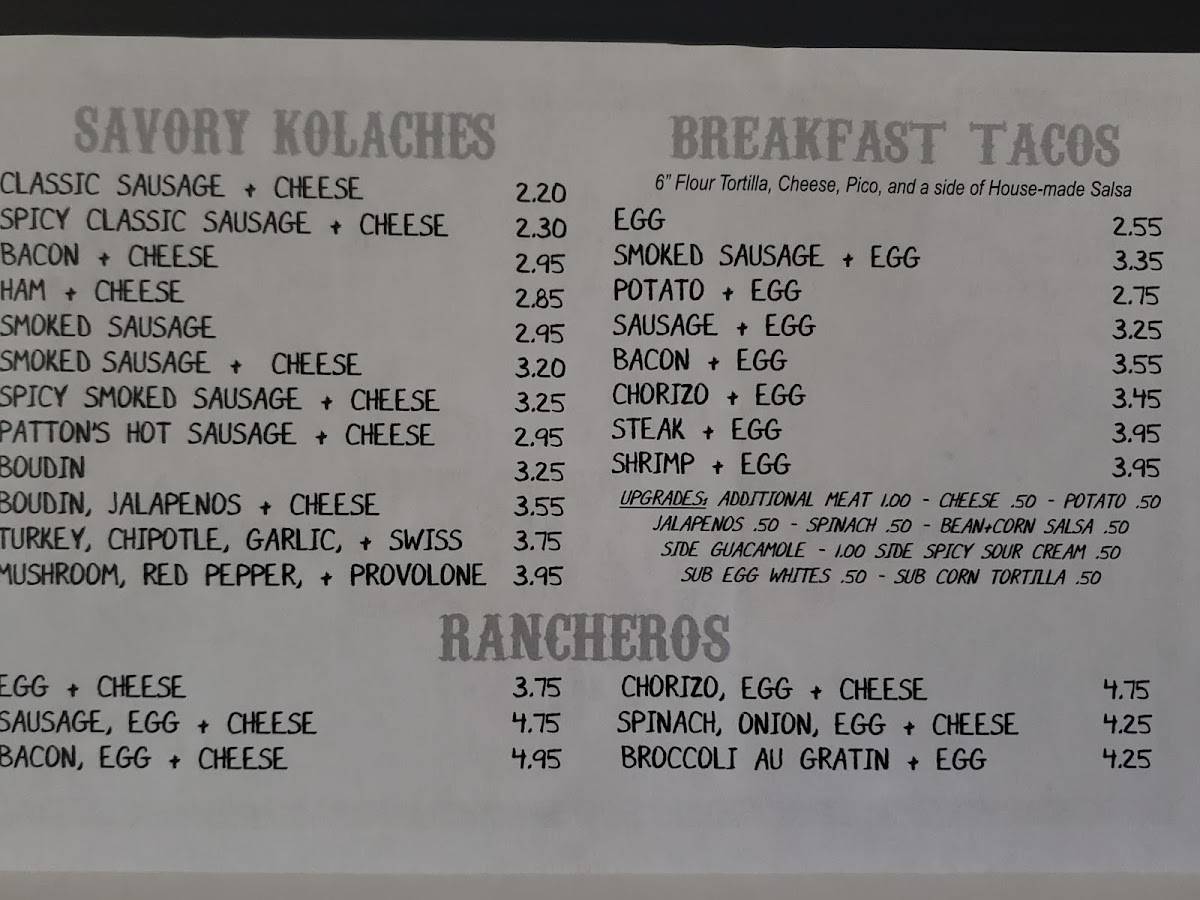 Menu at THE DOUGH HOUSE-WE SIMPLY CHANGED OUR NAME FROM KOLACHE KITCHEN ...