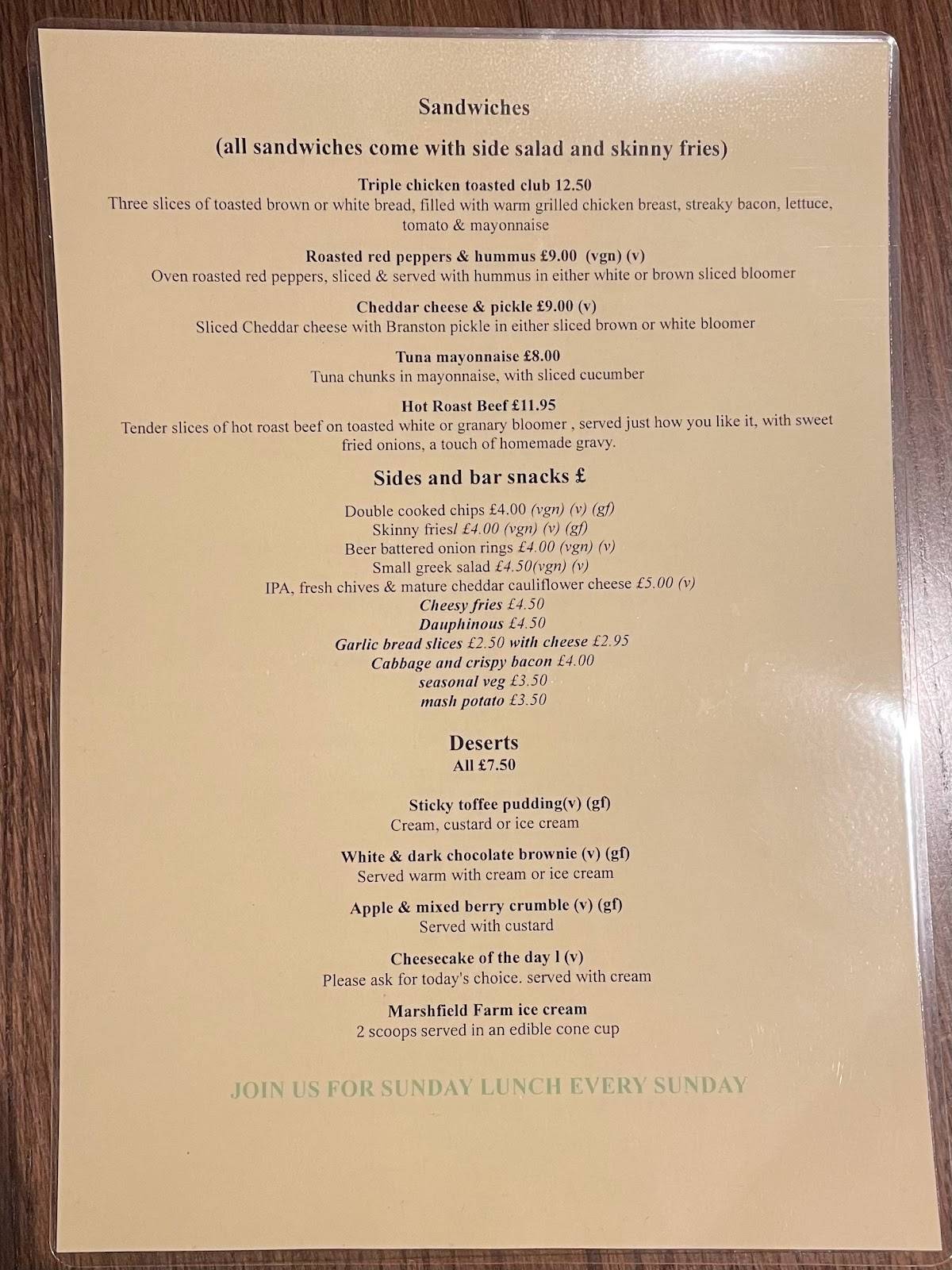 Menu at The Lawton Arms, Church Lawton pub & bar, Stoke-on-Trent